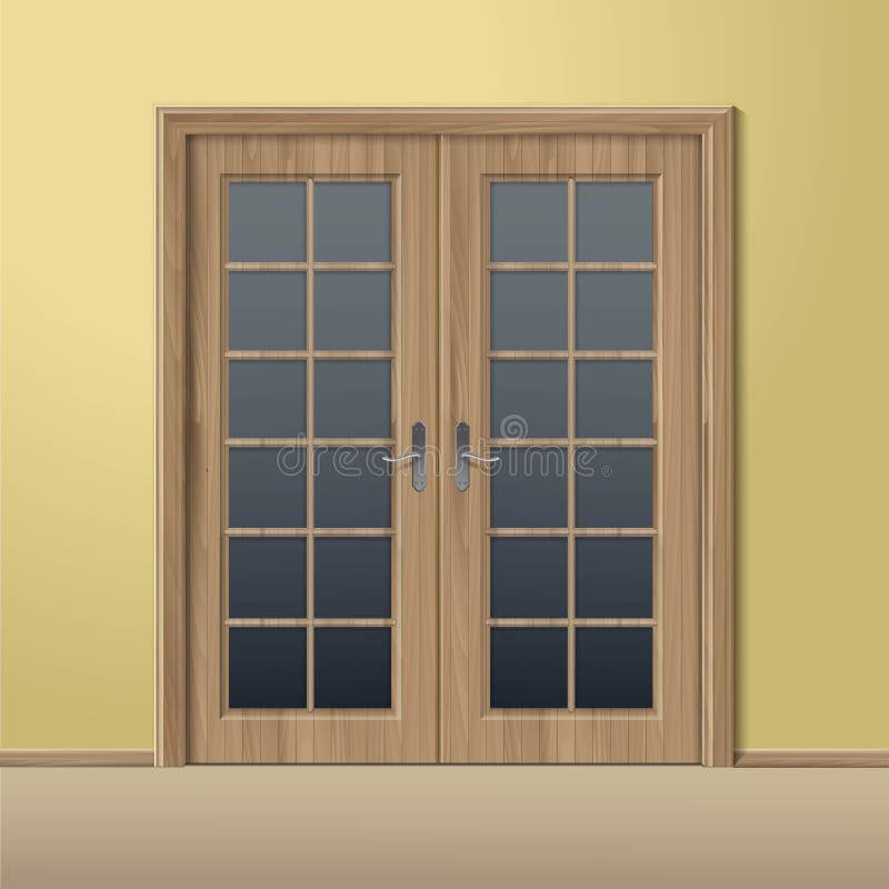 Vector Wood Open Door with Frame Stock Vector - Illustration of ...