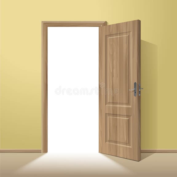 Vector Wood Open Door with Frame Stock Vector - Illustration of exit ...