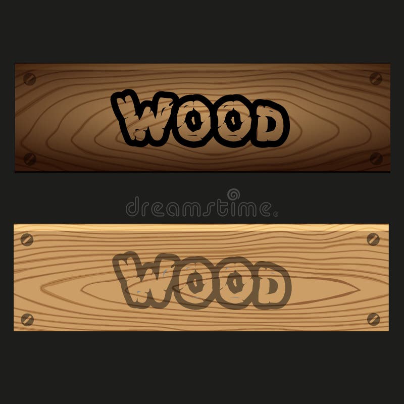 Vector Wooden Banners Boards with Texture and Text Eps10 Stock Vector ...