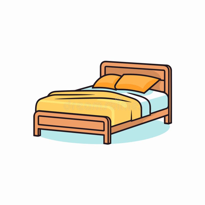 Vector of a Wooden Bed with a Yellow Blanket Stock Vector ...