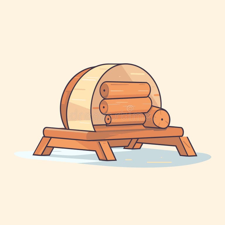 Vector of a Wooden Bench with Logs Stacked on Top Stock Vector ...