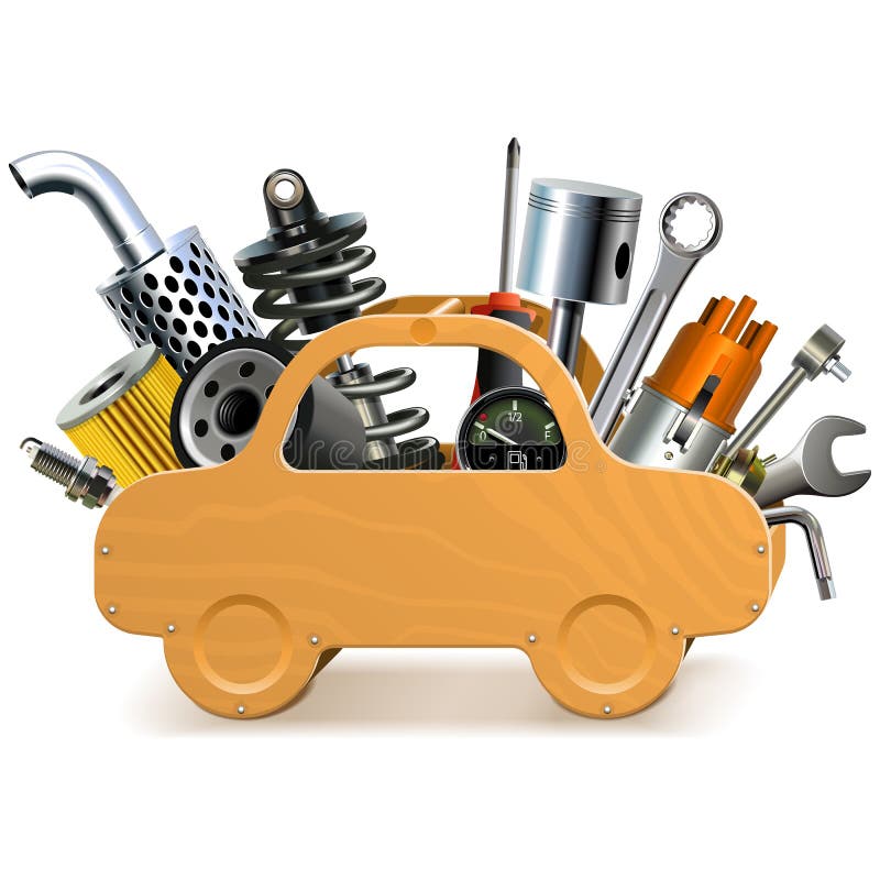 Vector Wooden Car Toolbox stock vector. Illustration of motor - 197067218
