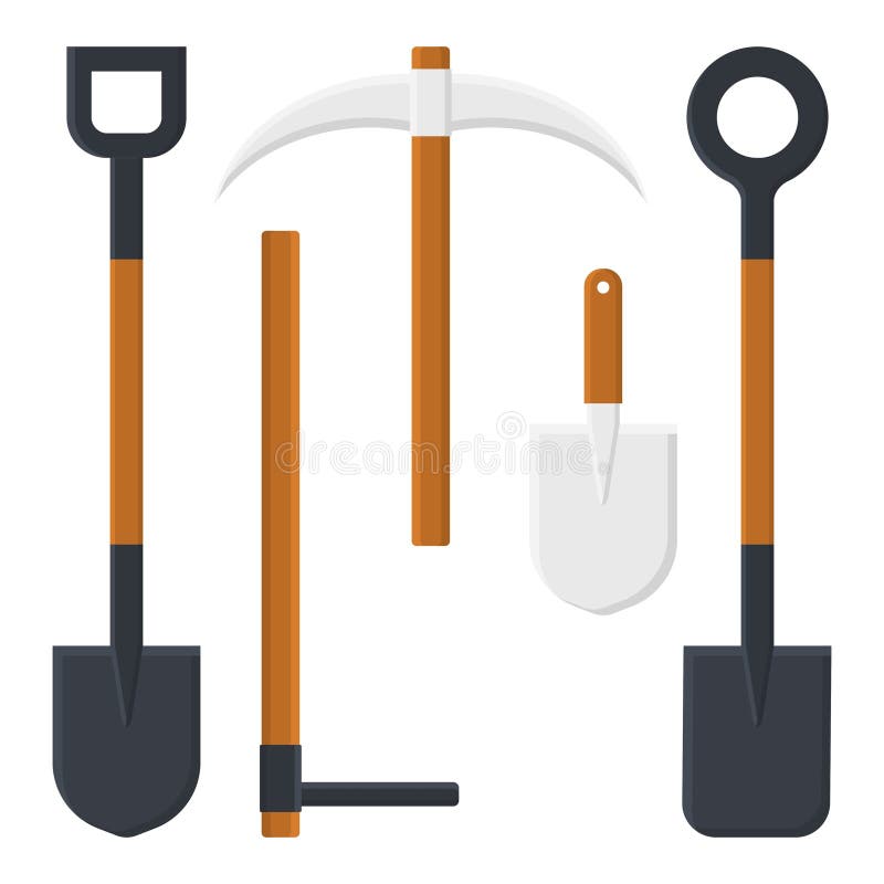 Vector Wooden Digging Tool Collection Stock Vector - Illustration of ...