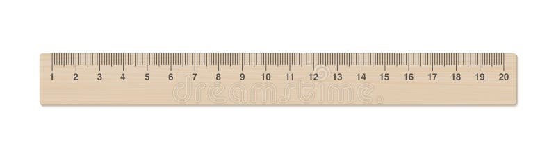 Vector Wooden Ruler Mockup. Measuring Tool with Ruler Scale 20 Cm Stock ...