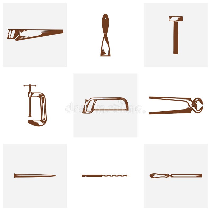 Vector Woodworker Tools Icon Set, Design Symbol, Illustration Stock ...