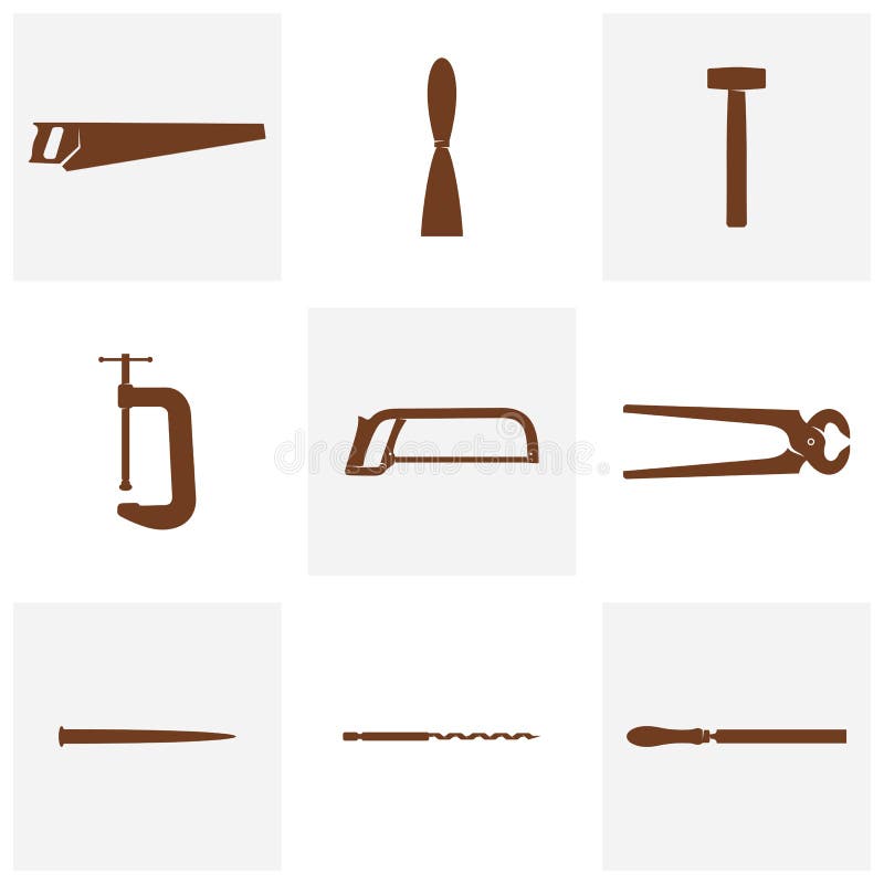 Vector Woodworker Tools Icon Set, Design Symbol, Illustration Stock ...