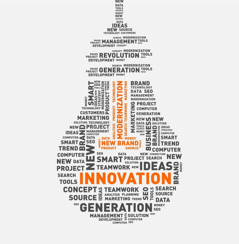 Vector Word Cloud of Technology Light Bulb Stock Vector - Illustration ...