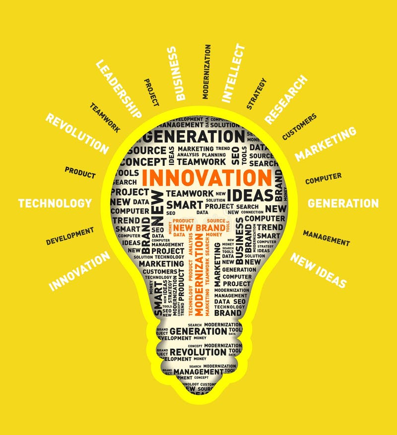 Vector Word Cloud of Innovation Light Bulb Stock Vector - Illustration ...
