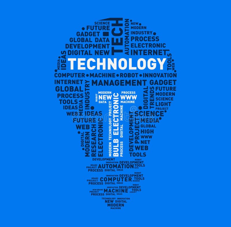 Vector Word Cloud of Technology Light Bulb Stock Vector - Illustration ...