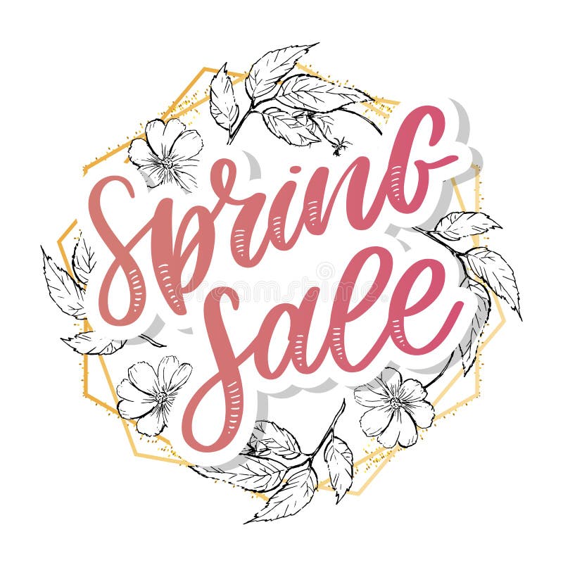 Spring Sale Vector Word Sale .Letters Made of Flowers and Leaves on a ...