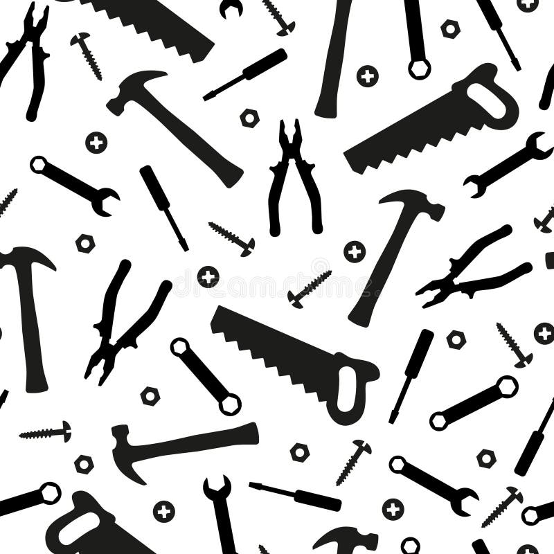 Vector Work Repair Instruments Seamless Pattern of Renovation and Building Tools. Stock Vector ...