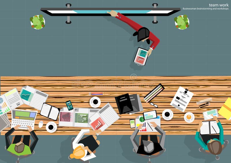 Vector Work Space for Business Meetings and Brainstorming. Stock Vector ...