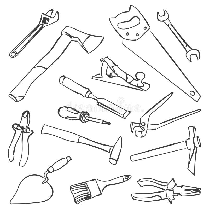 Vector work tools stock vector. Illustration of drawing - 66007646