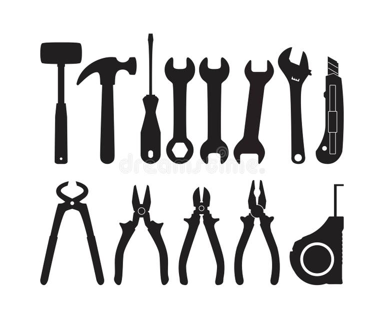 Vector Working Tools Silhouettes. Construction, Building, Repair ...