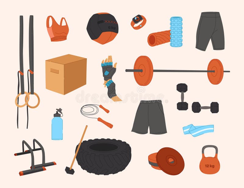 Vector Workout Objects Set. Gym Equipment Flat Design. Collection on ...