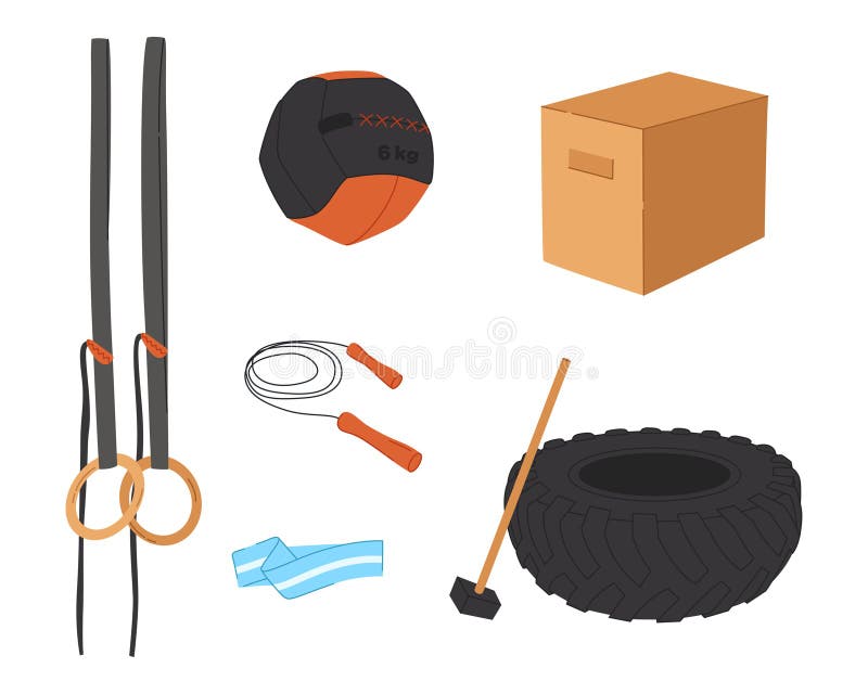 Vector Workout Objects Set. Gym Equipment Flat Design. Collection on ...