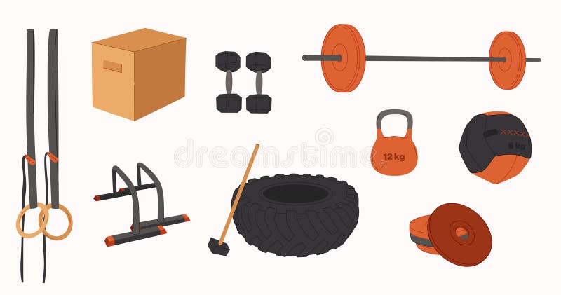 Vector Workout Objects Set. Gym Equipment Flat Design. Collection on ...