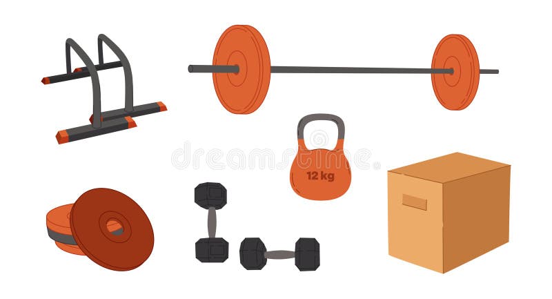 Vector Workout Objects Set. Gym Equipment Flat Design. Collection on ...