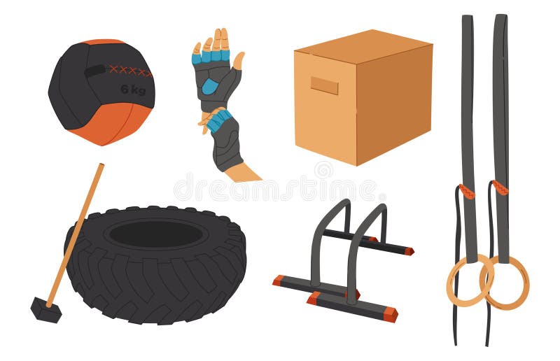 Vector Workout Objects Set. Gym Equipment Flat Design. Collection on ...