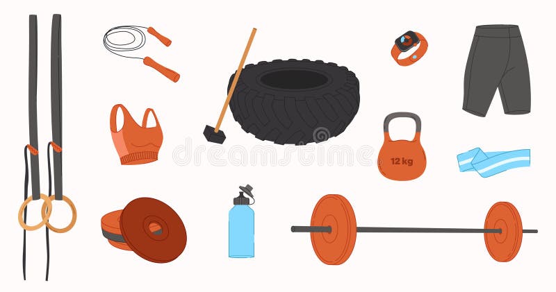 Vector Workout Objects Set. Gym Equipment Flat Design. Collection on ...