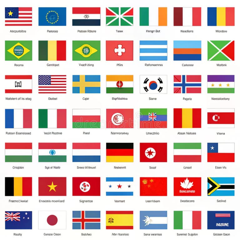 Vector World Flags Set Editable and Scalable Isolated on White ...
