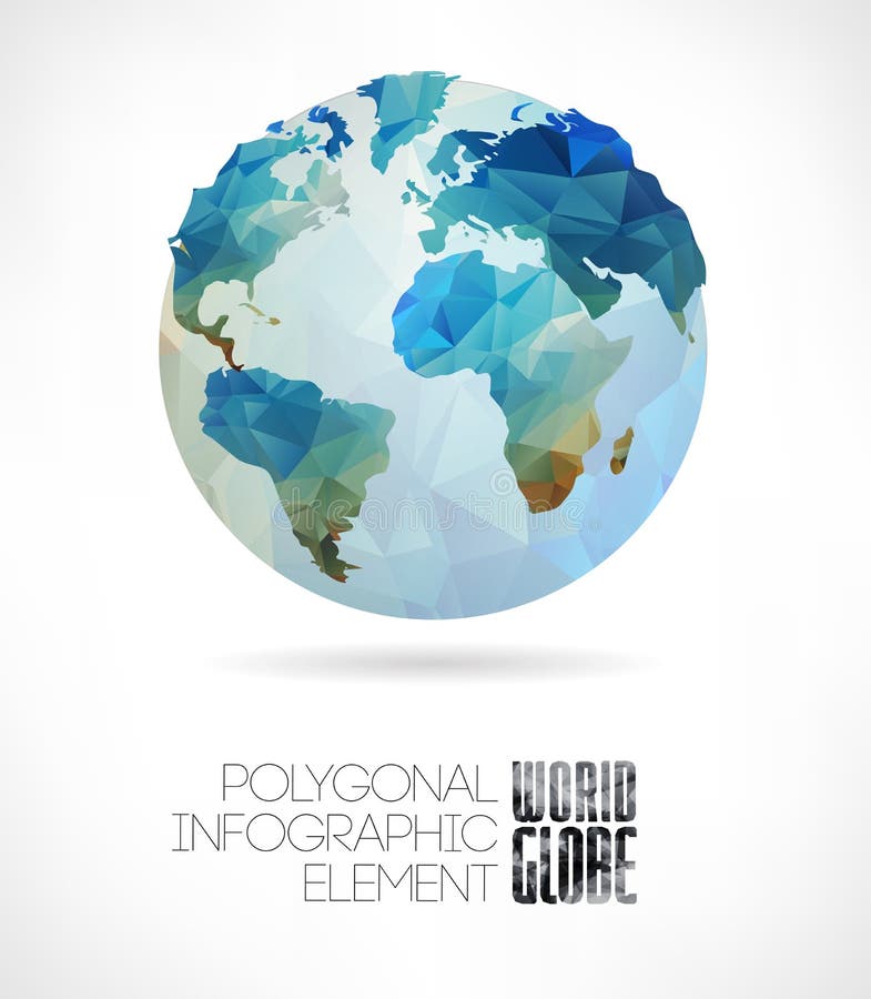 Vector World Globe, Triangular Map of the Earth Stock Vector ...