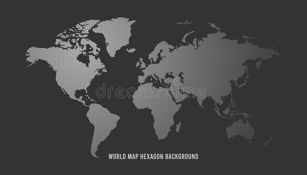 Vector World Map Background with Hexagon Pattern - Modern Geometric ...