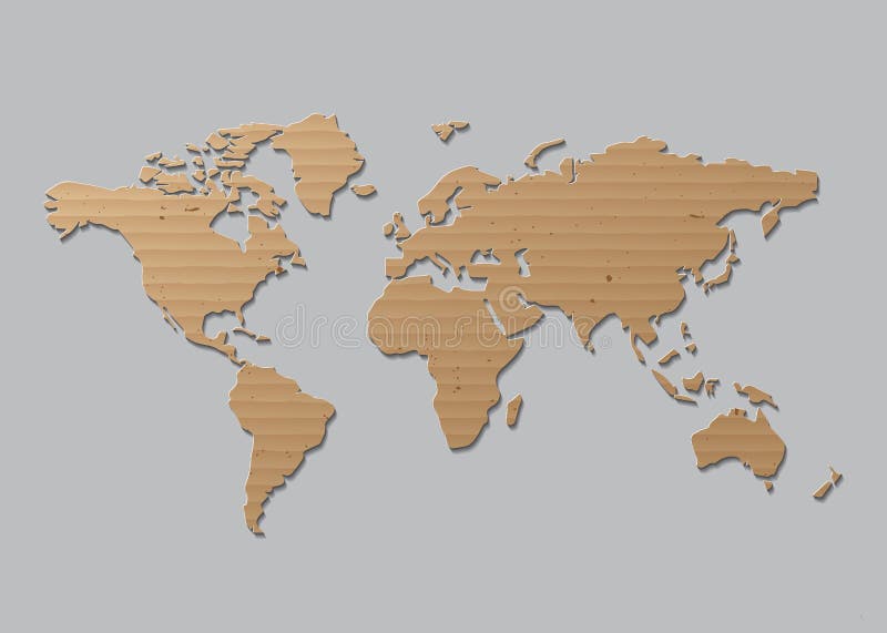 Vector World Map Brown Cardboard Stock Vector - Illustration of frame ...
