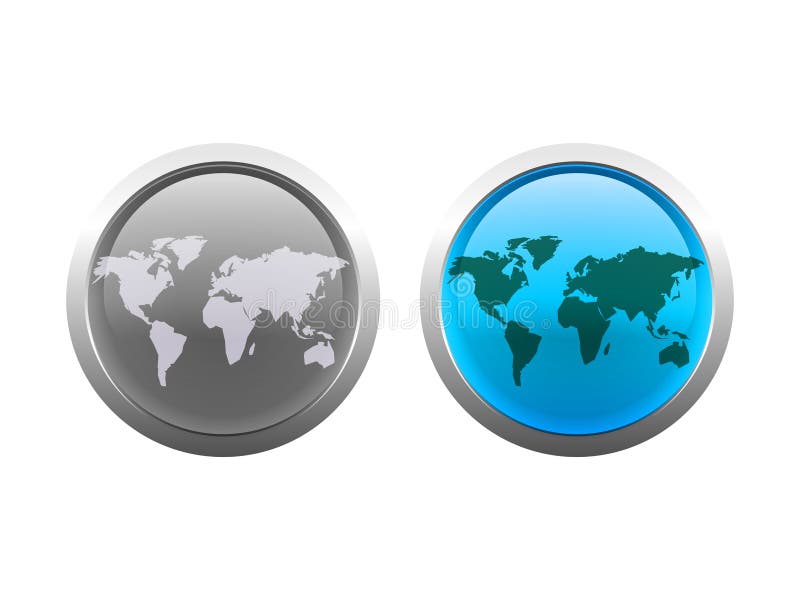 Vector World Map Buttons stock vector. Illustration of globe - 14541544