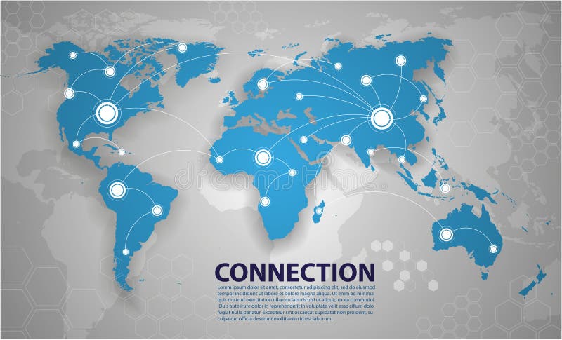 Vector World Map Connection Stock Vector - Illustration of australia ...