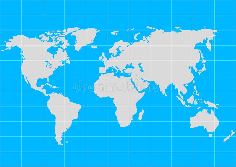 Vector World Map with Continent on a Blue Background Stock Illustration ...