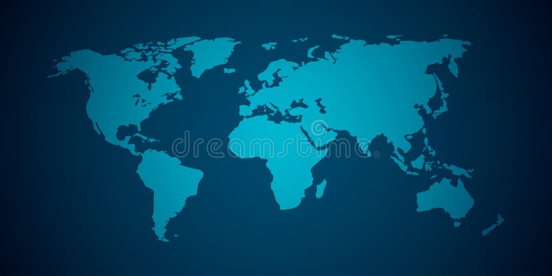 Vector World Map with Continent on a Blue Background Stock Illustration ...