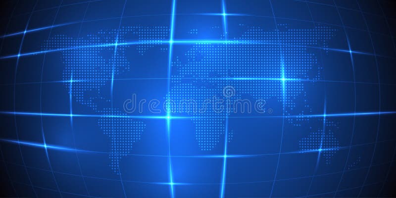 Vector World Map with Continent with a Bright Grid Stock Illustration ...