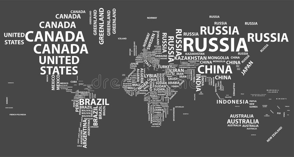 Vector World Map Country Names Typography Stock Illustrations – 108 ...