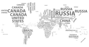 Vector World Map with Country Names in Typography Stock Vector ...