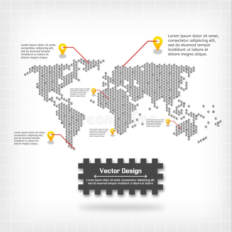 Vector world map design stock vector. Illustration of graphic - 56545755