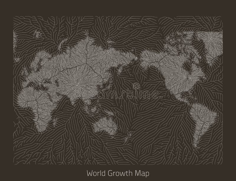 Vector World Map. Generative Growth Structure in Form of Continents ...