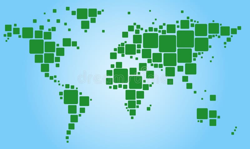 Vector World Map, Green and Blue Gradient Color, Abstract Illustration ...