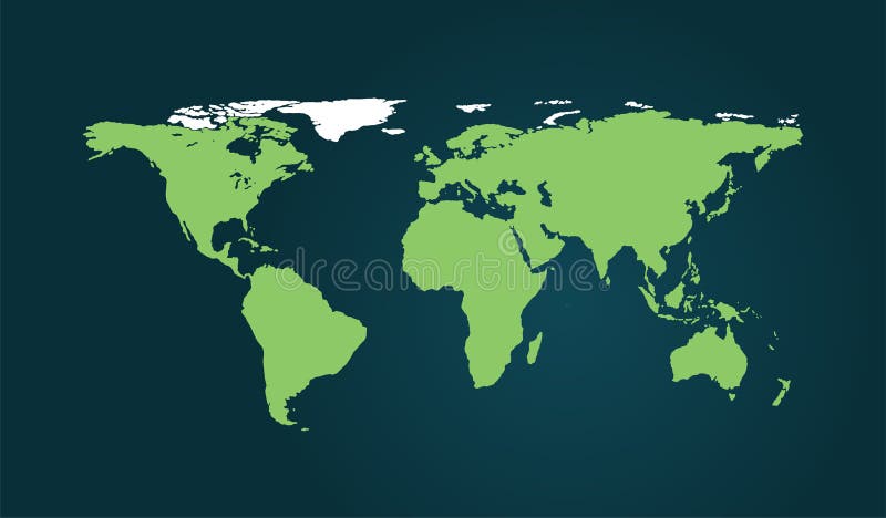 Vector World Map. Silhouette Physical Map with Continents Stock Vector ...