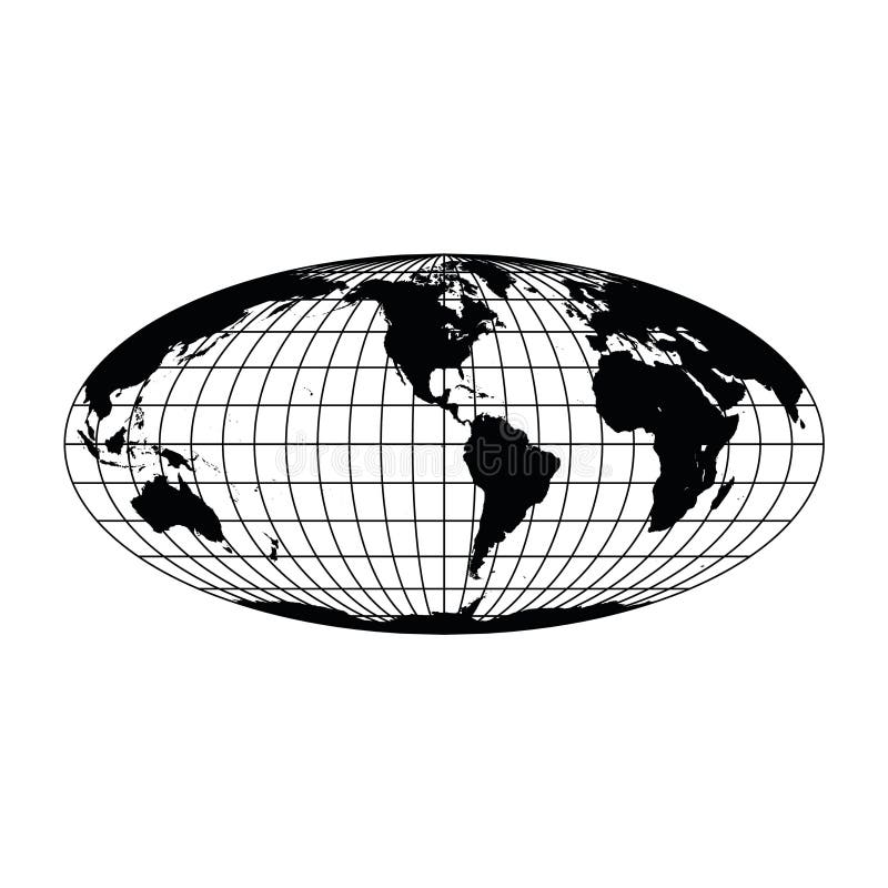 Vector World Map with Grid. Stock Vector - Illustration of document ...