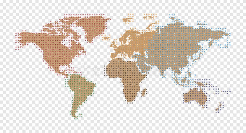 Vector World Map with Halftone Pattern Isolated on White Stock Vector ...