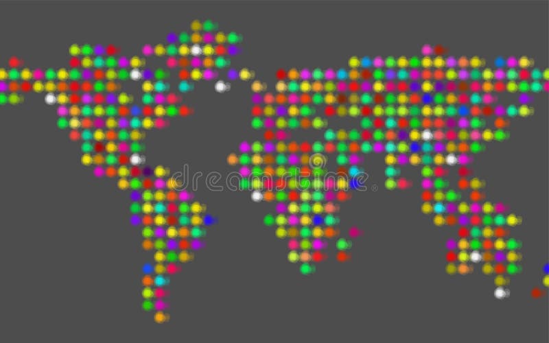 Vector World Map Illustration with Colorful Circles Stock Image - Image ...