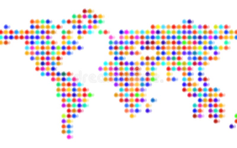 Vector World Map Illustration with Colorful Circles Stock Illustration ...