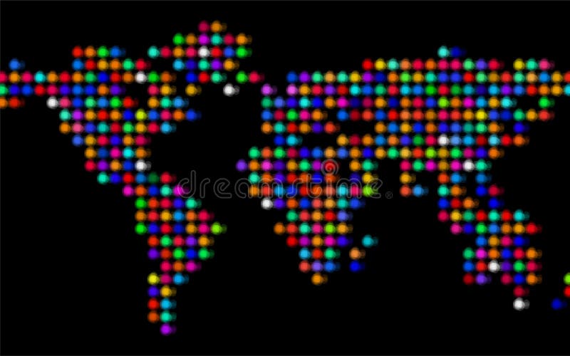 Vector World Map Illustration with Colorful Circles Stock Image - Image ...