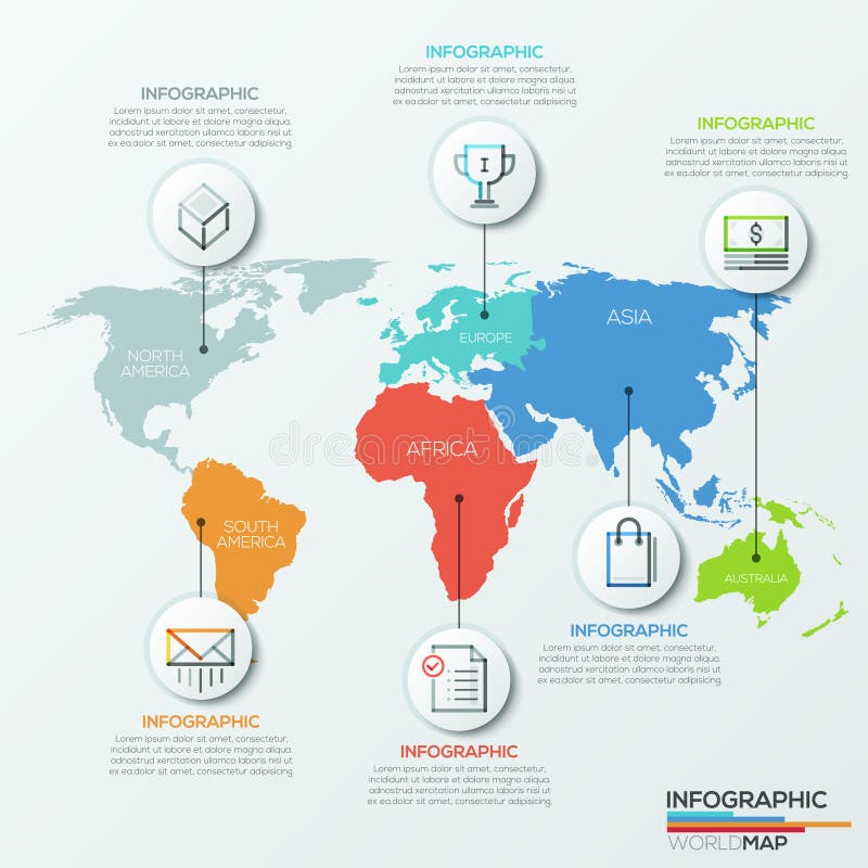 Vector World Map Illustration and Infographics Design Template. Stock ...