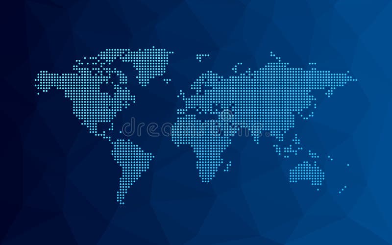 Vector World Map Infographic Symbol. Blue Gradient Vector Polygonal ...