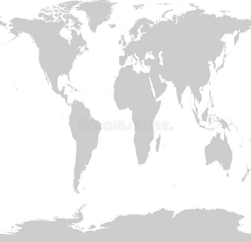 World Map with Outline in World Equidistant Cylindrical or Gall Peters ...