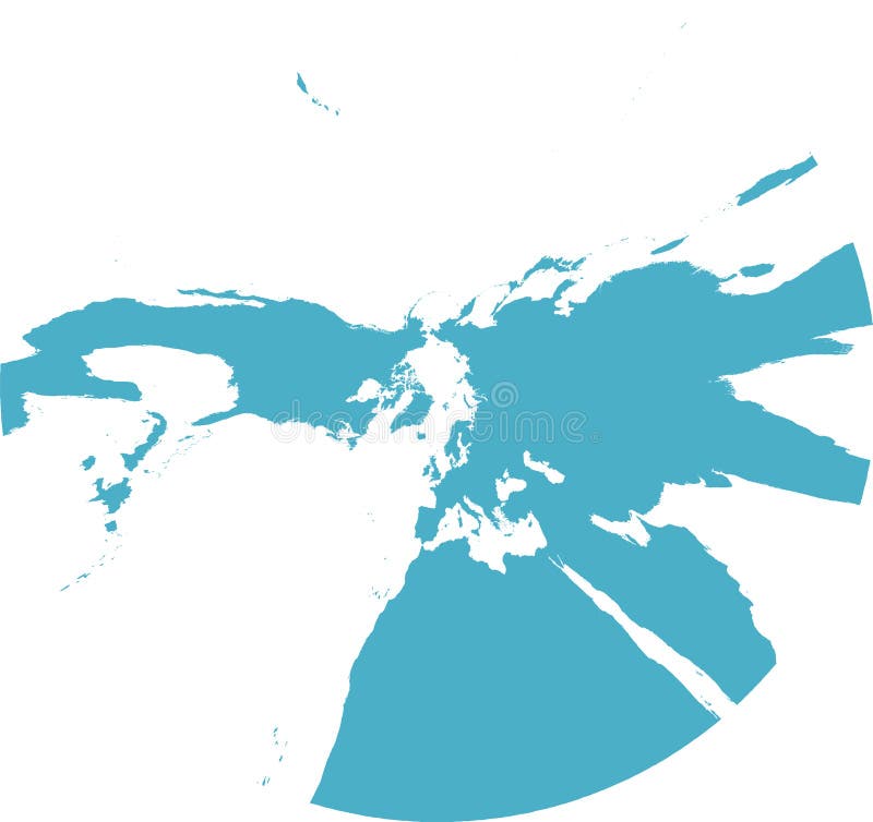 World Map with Outline in North Pole Gnomonic Coordinate System Stock ...