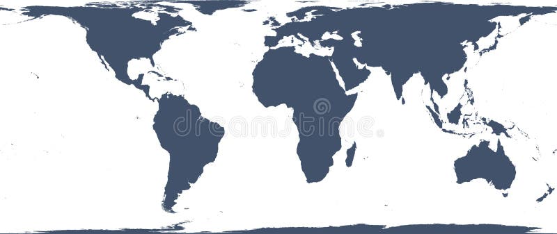 World Map with Outline in World Behrmann Coordinate System Stock ...