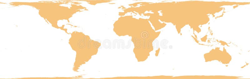 World Map with Outline in World Cylindrical Equal Area Coordinate ...